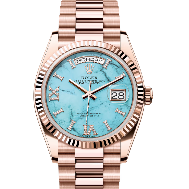 ロレックス デイデイト36 128235 買取実績紹介｜ターコイズ ローズゴールド｜定価以上・相場以上で売るならブランドアドレ